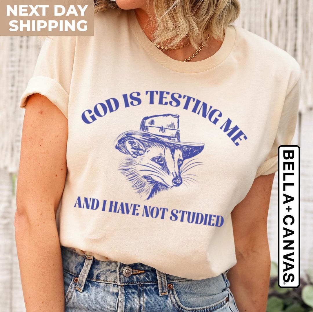 God is Testing Me, Funny Unisex Tee, Possum T-shirt, Meme T-shirt ...