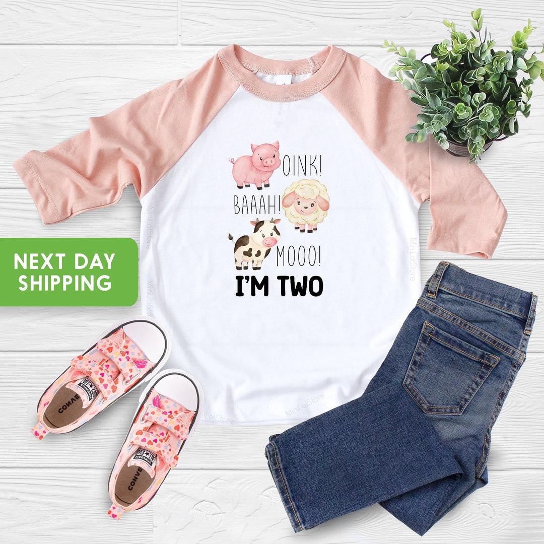 Oink Bah Moo I'm Two Shirt, Farm Birthday Shirt, Barn Animal Birthday ...