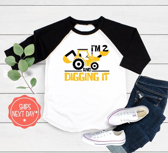 I'm 2 and Digging It Construction Birthday Shirt 2 Year - Etsy