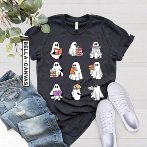 Ghost Reading Shirt, Teacher Halloween Shirt, Books Teacher Shirt ...