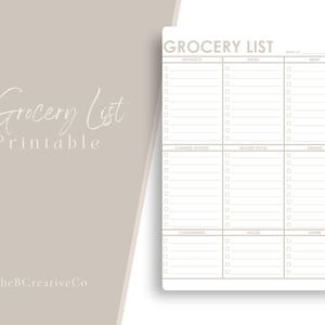 Weekly Grocery List | Minimal | Printable Grocery List | Instant ...