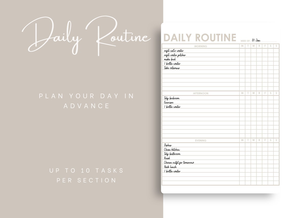 Daily Routine | Printable Daily Routine | Routine Tracker | Undated ...