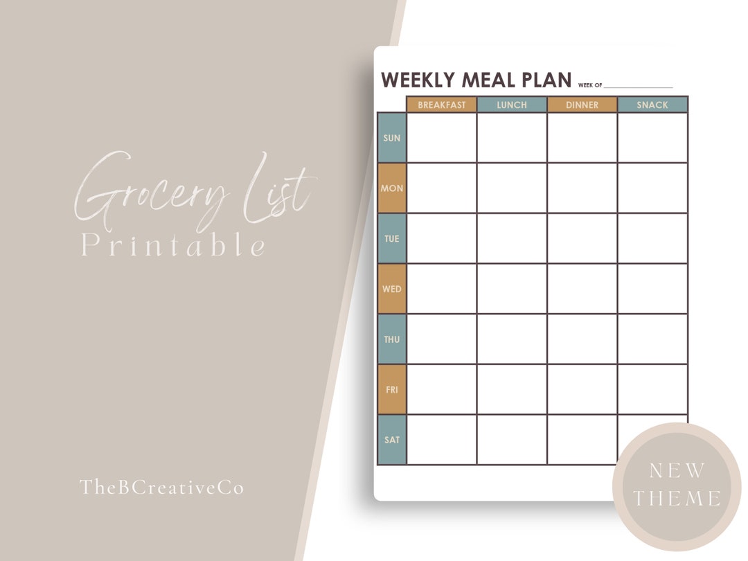 Weekly Meal Plan | Autumn Themed | Printable Meal Plan | Instant ...
