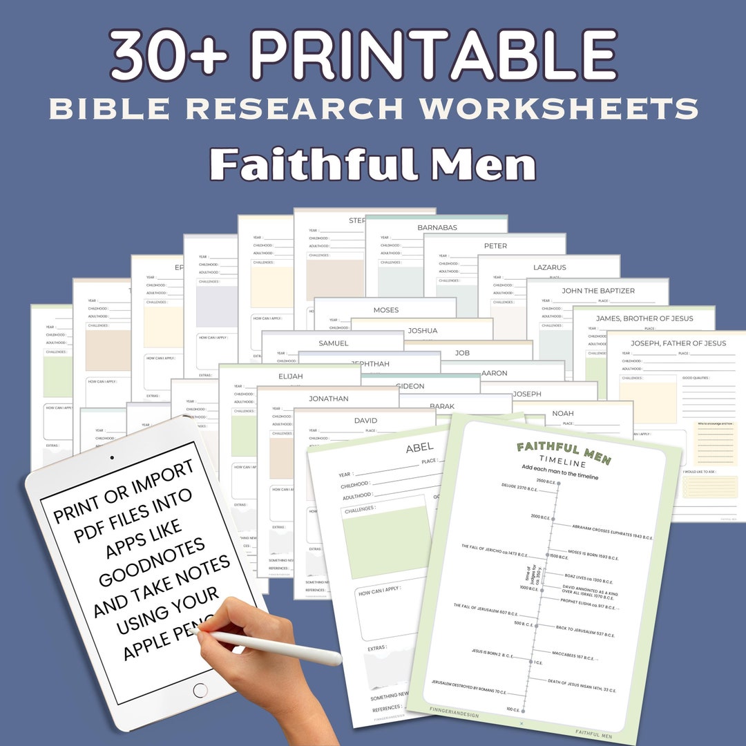 Men of the Bible Research Printable Faithful Men Biblical Worksheet ...