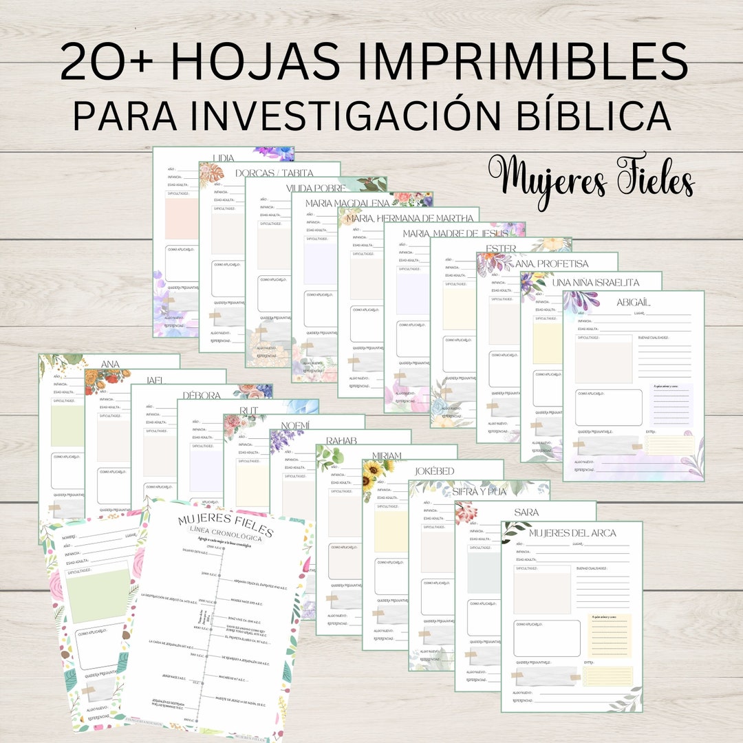 Mujeres Fieles Hojas Imprimibles Para Estudio De La Biblia | Bible ...