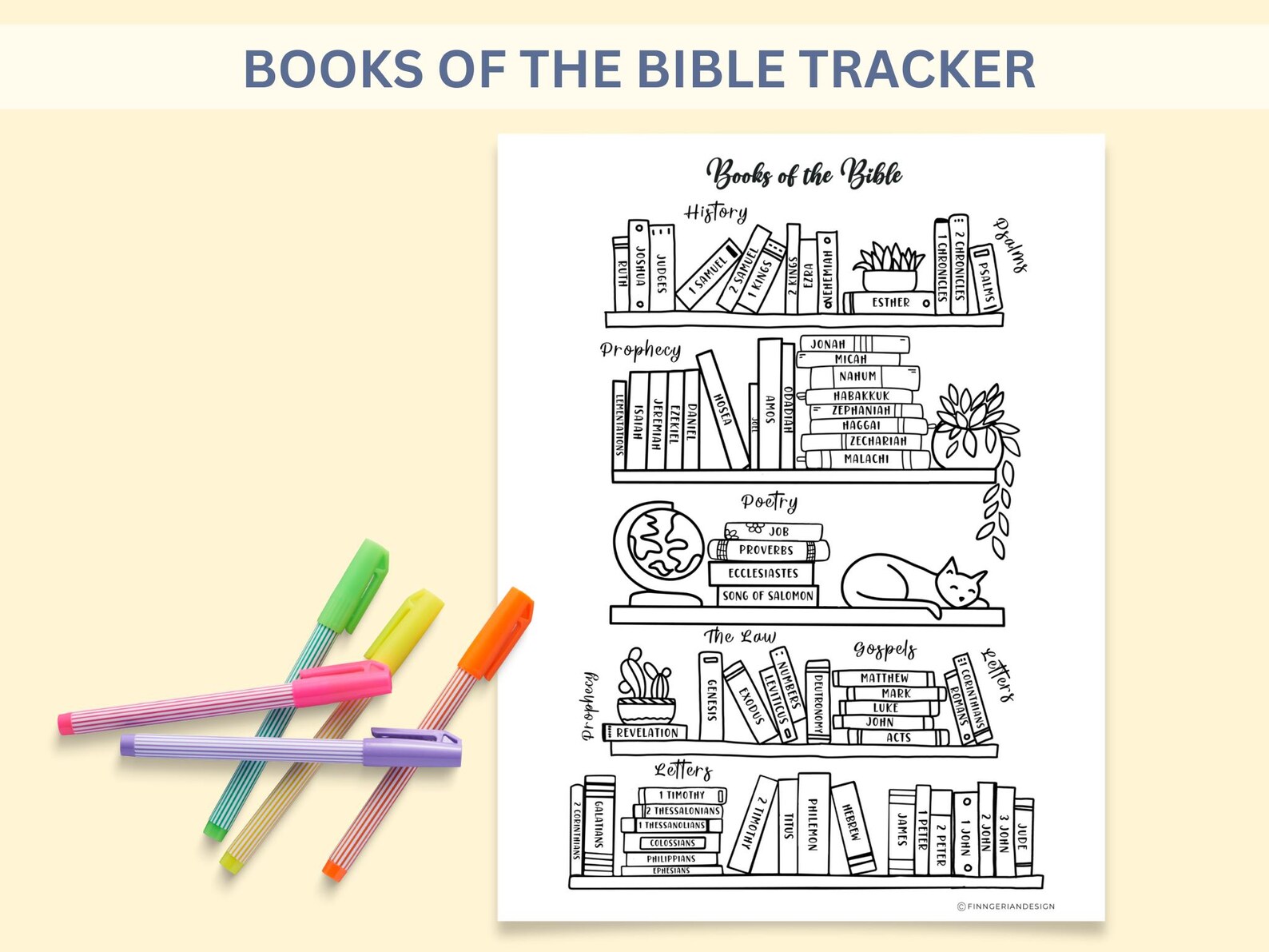 Printable Bible Reading Tracker: Bookshelf Coloring Page (PDF) - Etsy