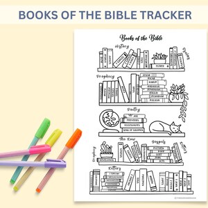 Printable Bible Reading Tracker: Bookshelf Coloring Page (PDF) - Etsy
