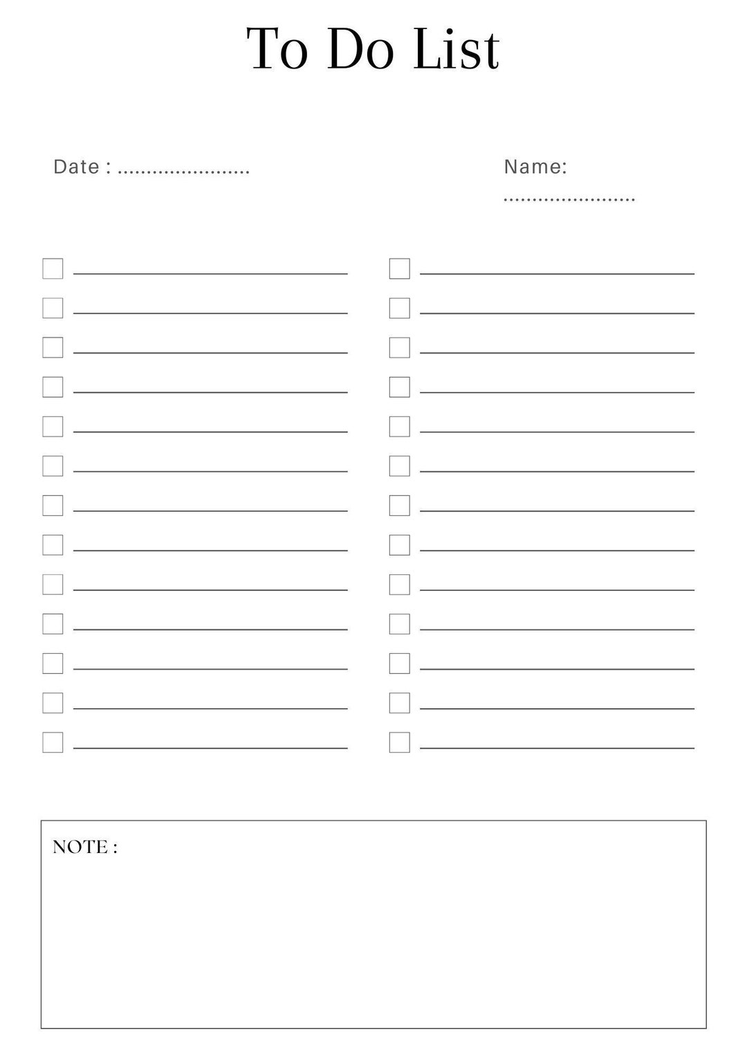 Minimalist to Do List - Etsy