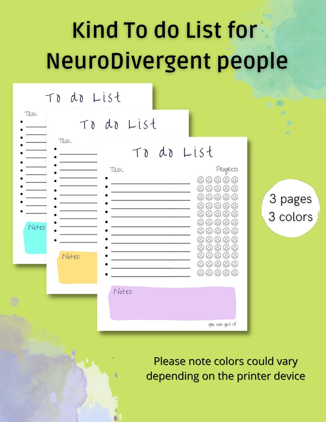 Neurodivergent to Do List Printable, Instant Download, Daily Schedule ...