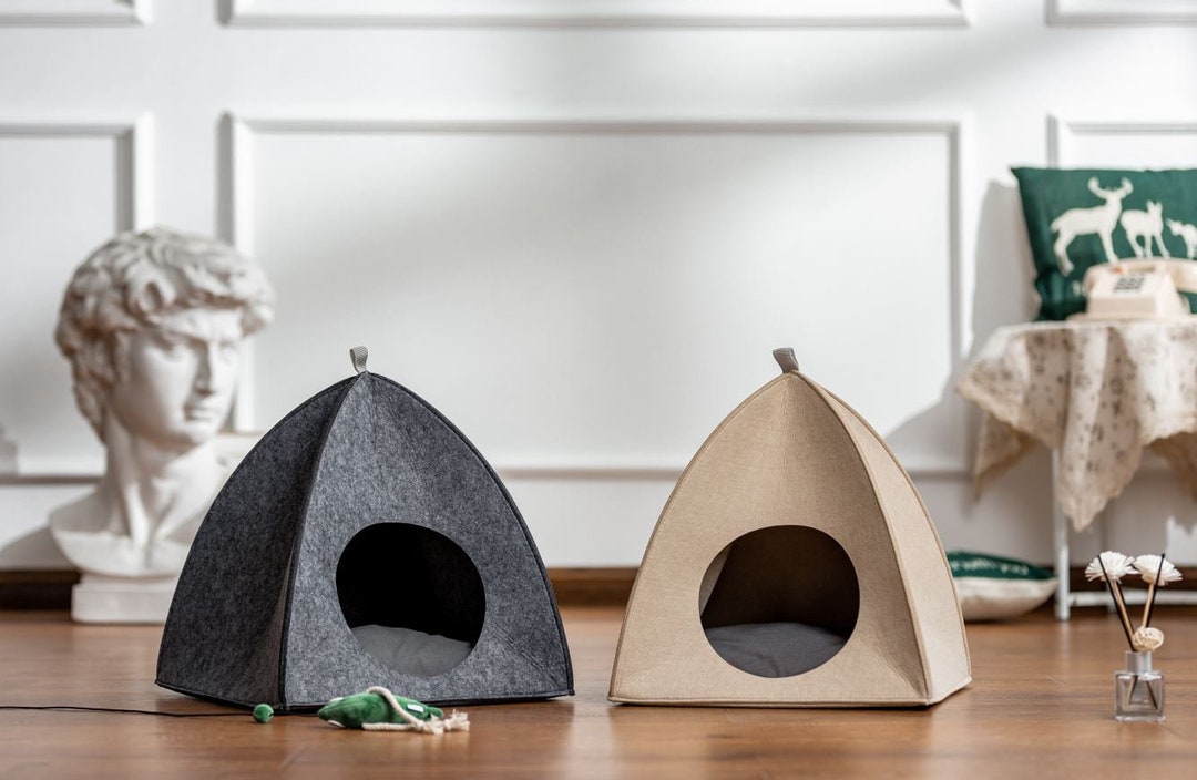 Foldable Cat House Felt Cat Cave Pet Tent With Cushion for Small Pet - Etsy