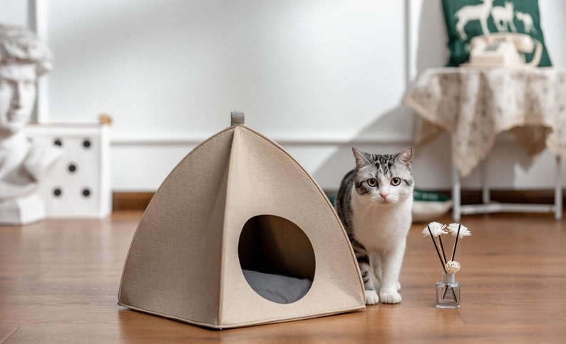 Foldable Cat House Felt Cat Cave Pet Tent With Cushion for Small Pet - Etsy