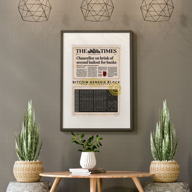 Bitcoin Genesis Block Wall Art, Bitcoin White Paper, Bitcoin Digital ...