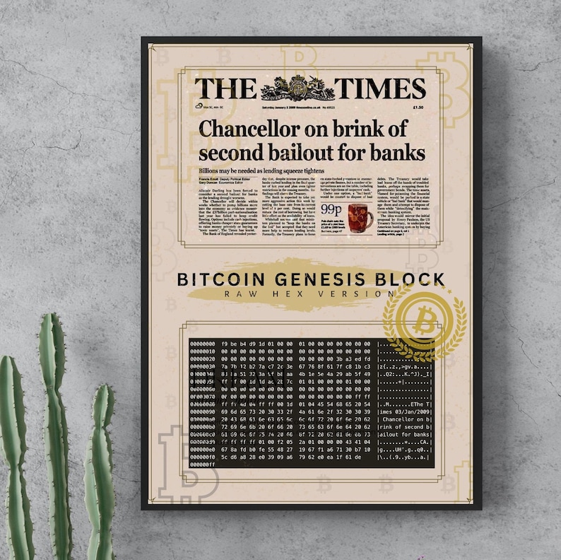 Bitcoin Genesis Block Wall Art, Bitcoin White Paper, Bitcoin Digital ...