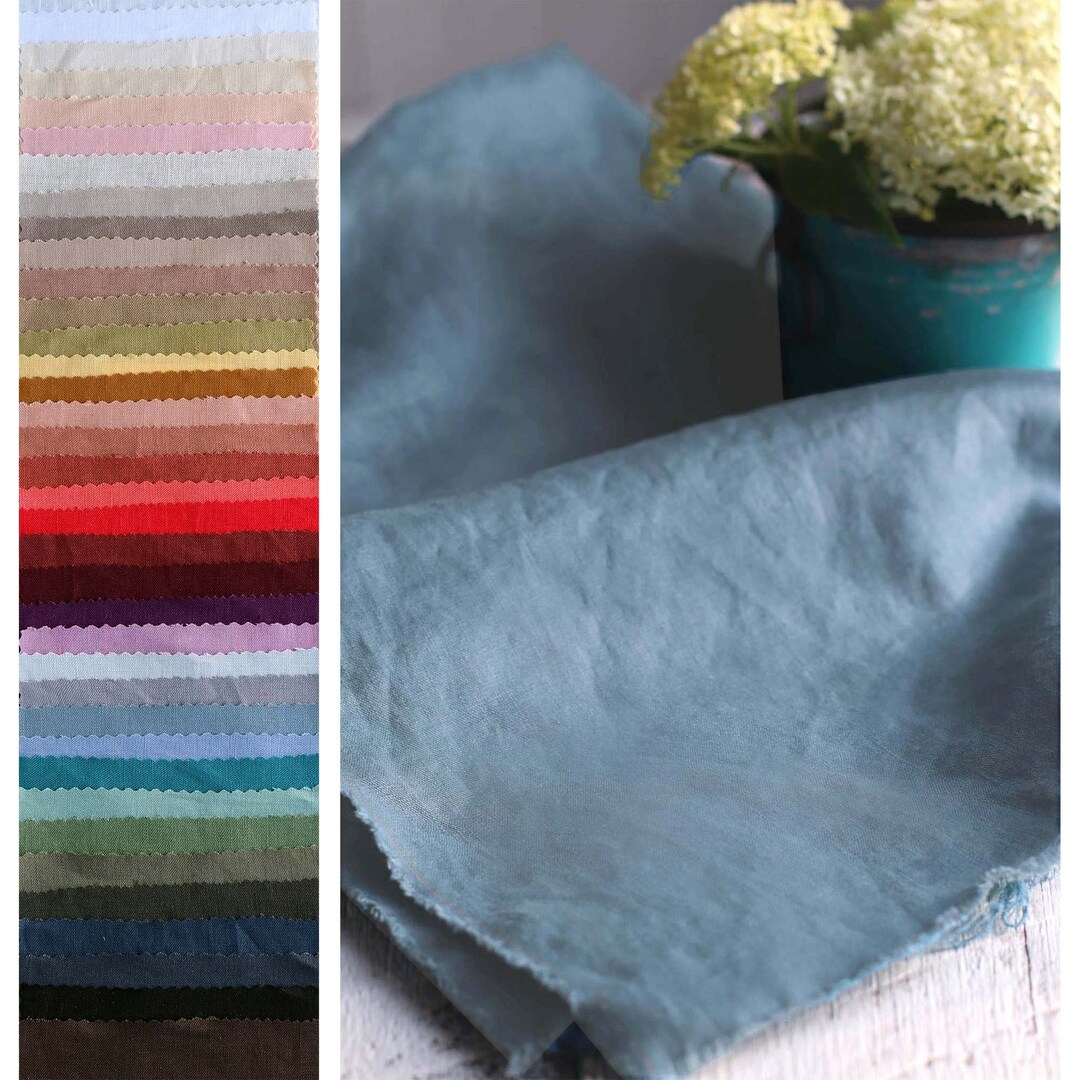 Cottage Blue Linen 100% Linen Fabric Flax Linen 200 GSM Price per Meter ...