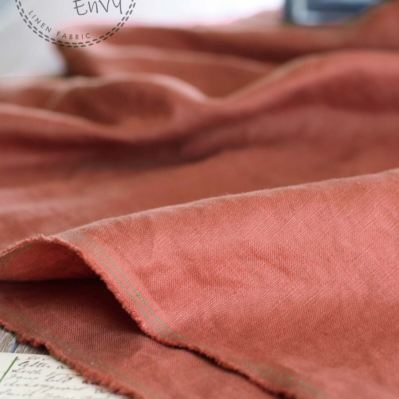 Linen Rust Fabric - Etsy