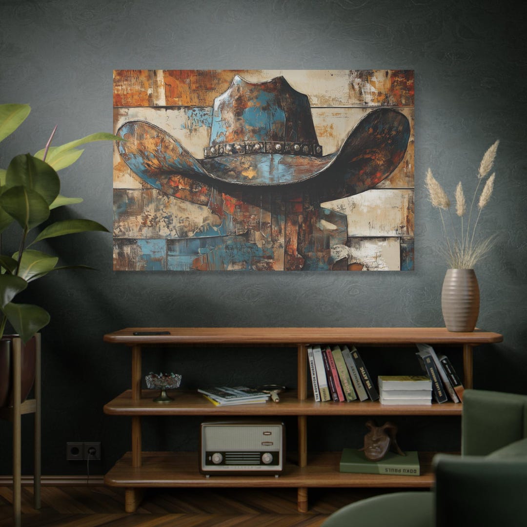 Abstract Western Rodeo Canvas Print: Metal-inspired Cowboy Art - Etsy