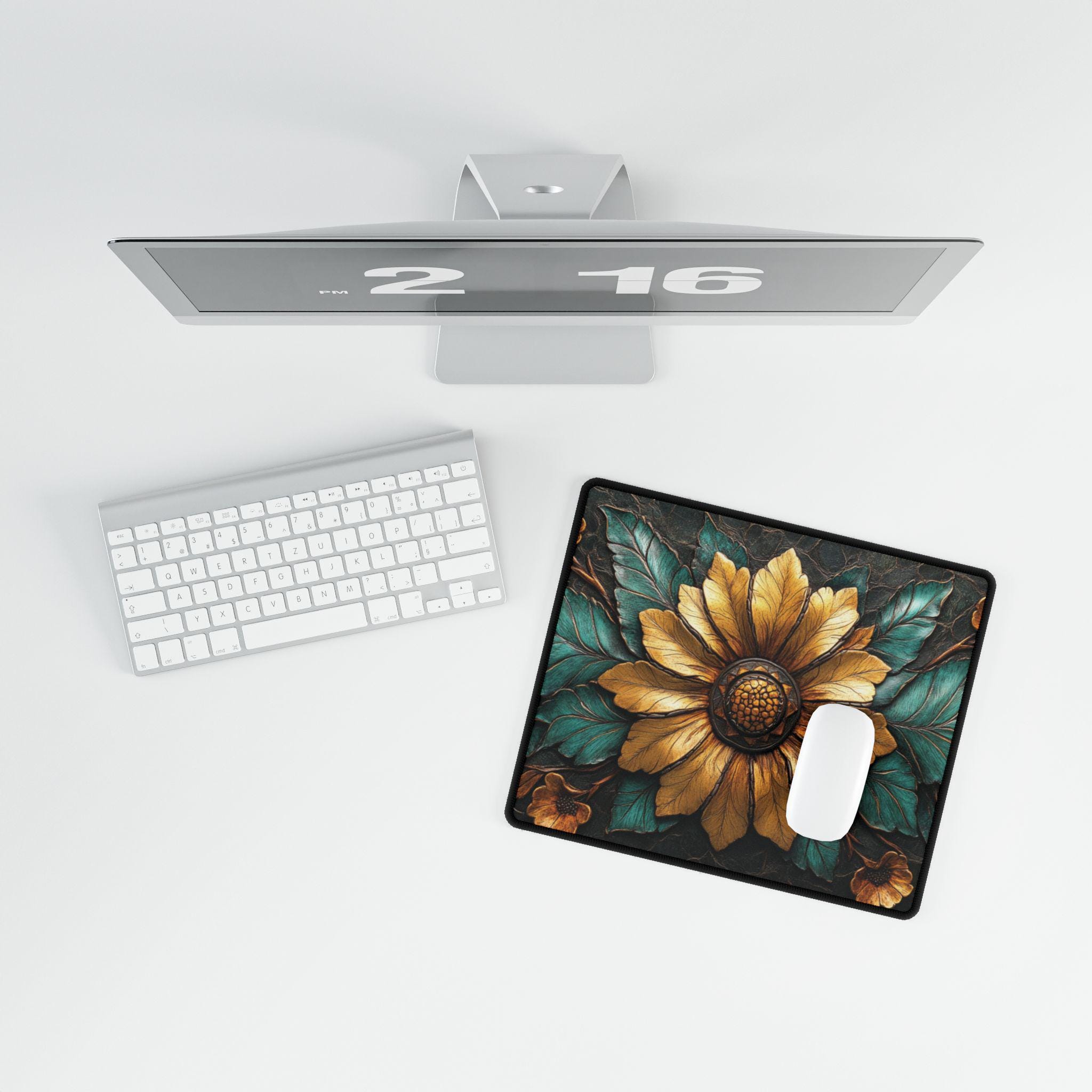 Western Aztec Navajo Tooled Leather Print Desk Mat & Mouse Pad ...