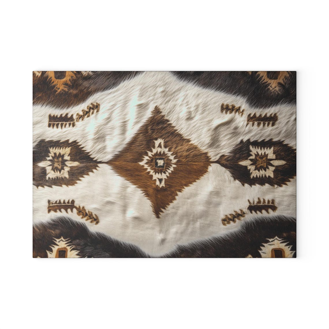 Aztec Navajo Cowhide Art Print Tempered Glass Cutting Board - Rustic ...