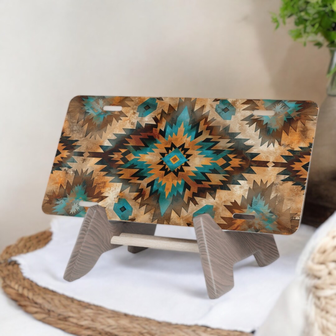 Navajo Aztec License Plate, Navajo Golden Storm Pattern Vanity Car ...