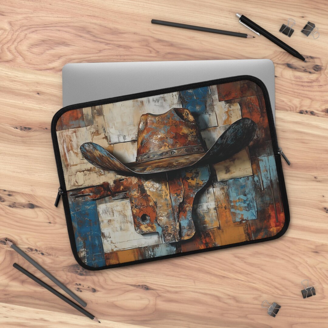 Abstract Cowboy Hat Metalwork Art Print Laptop Sleeve - Stylish ...