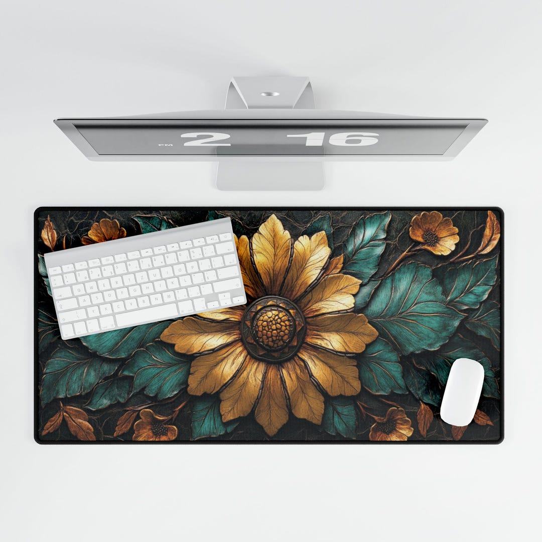 Western Aztec Navajo Tooled Leather Print Desk Mat & Mouse Pad ...