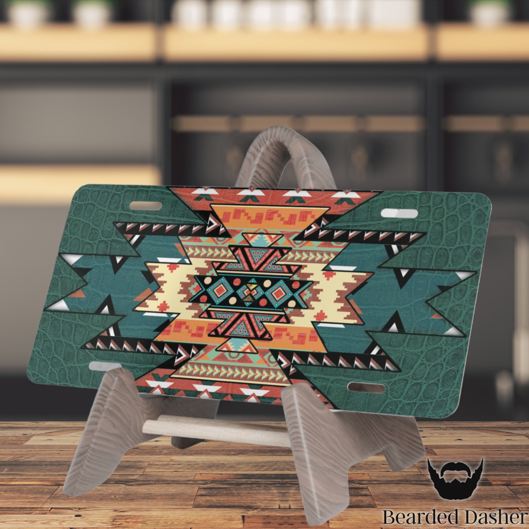 Aztec Turquoise Tooled Leather License Plate Aztec Design - Etsy