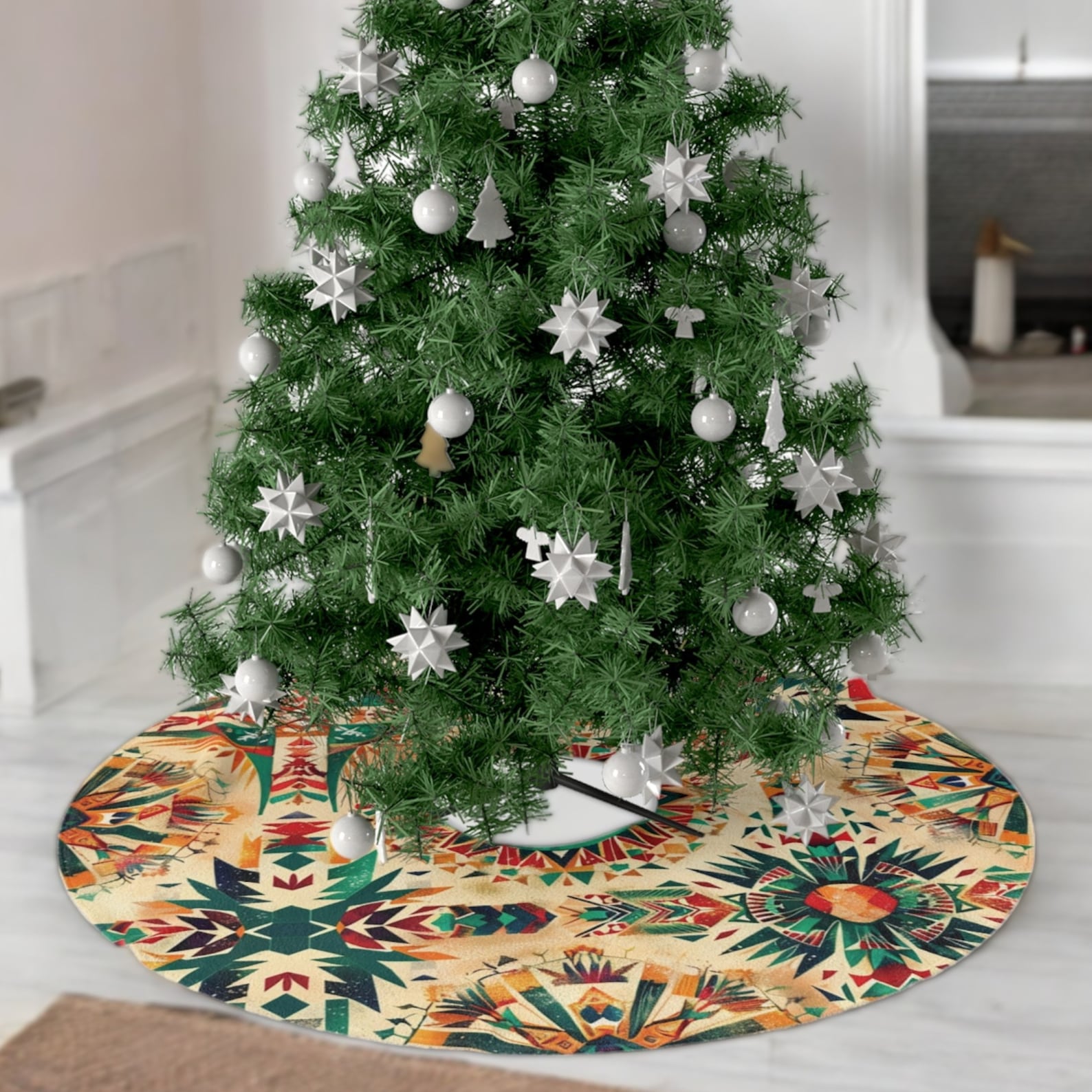 Navajo Aztec Art Christmas Tree Skirt, Southwestern Christmas Decor ...