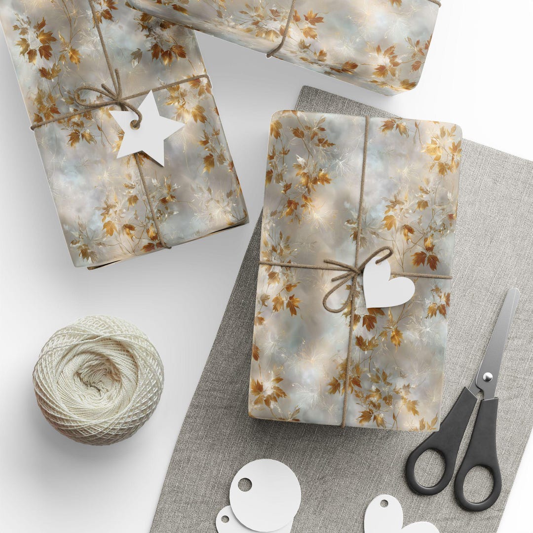 Golden Leaf Fantasy Wrapping Paper | Elegant Gold Foil Look | 30×36 30× ...