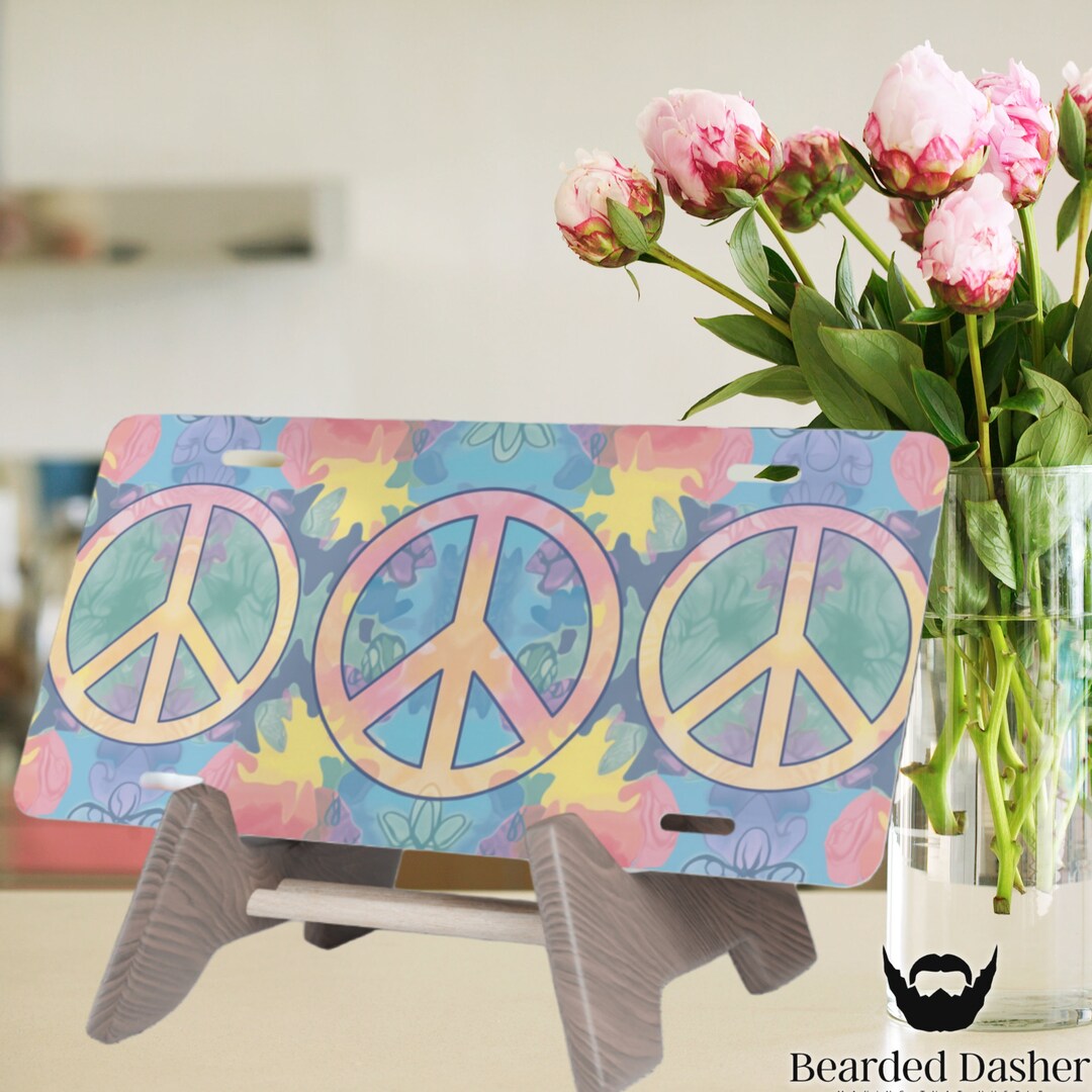 Peace Sign Novelty Vanity License Plate With Multi Color Tie-dye Peace ...