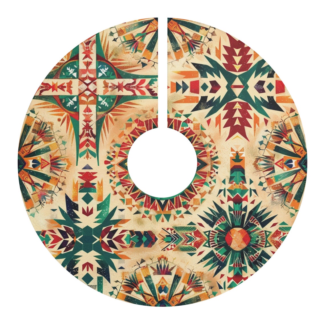Navajo Aztec Art Christmas Tree Skirt, Southwestern Christmas Decor ...