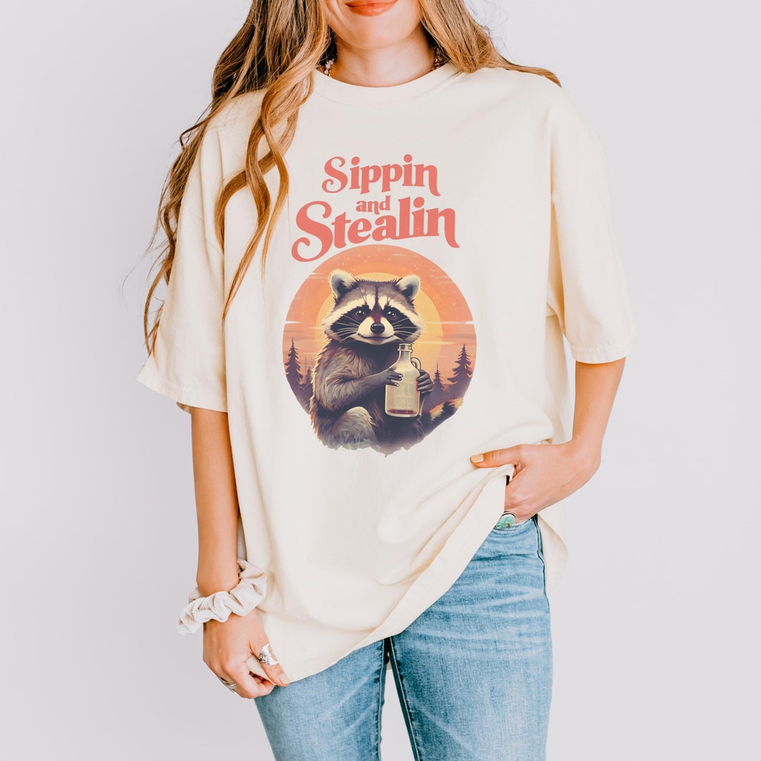Hillbilly Moonshine Raccoon Shirt, Sippin and Stealin Funny Meme Tee ...