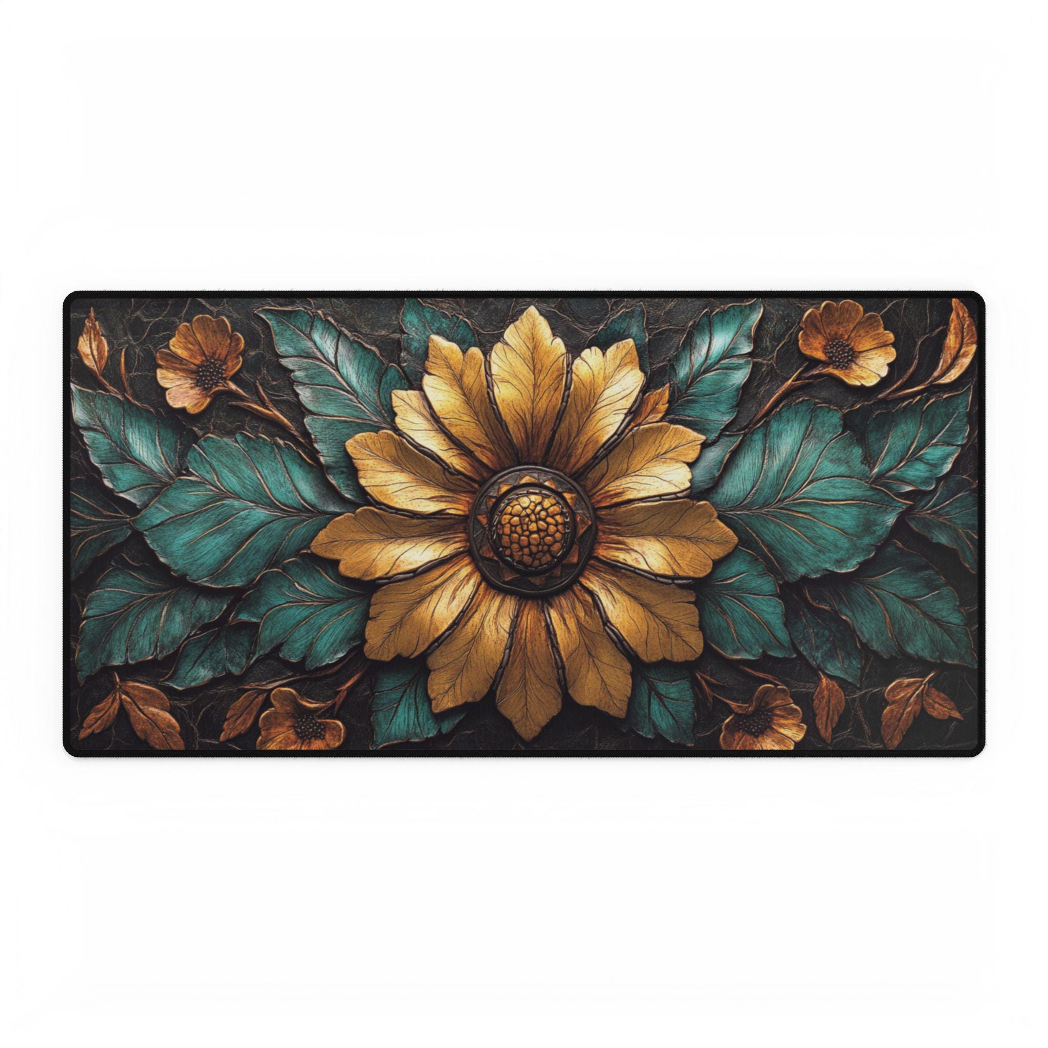 Western Aztec Navajo Tooled Leather Print Desk Mat & Mouse Pad ...