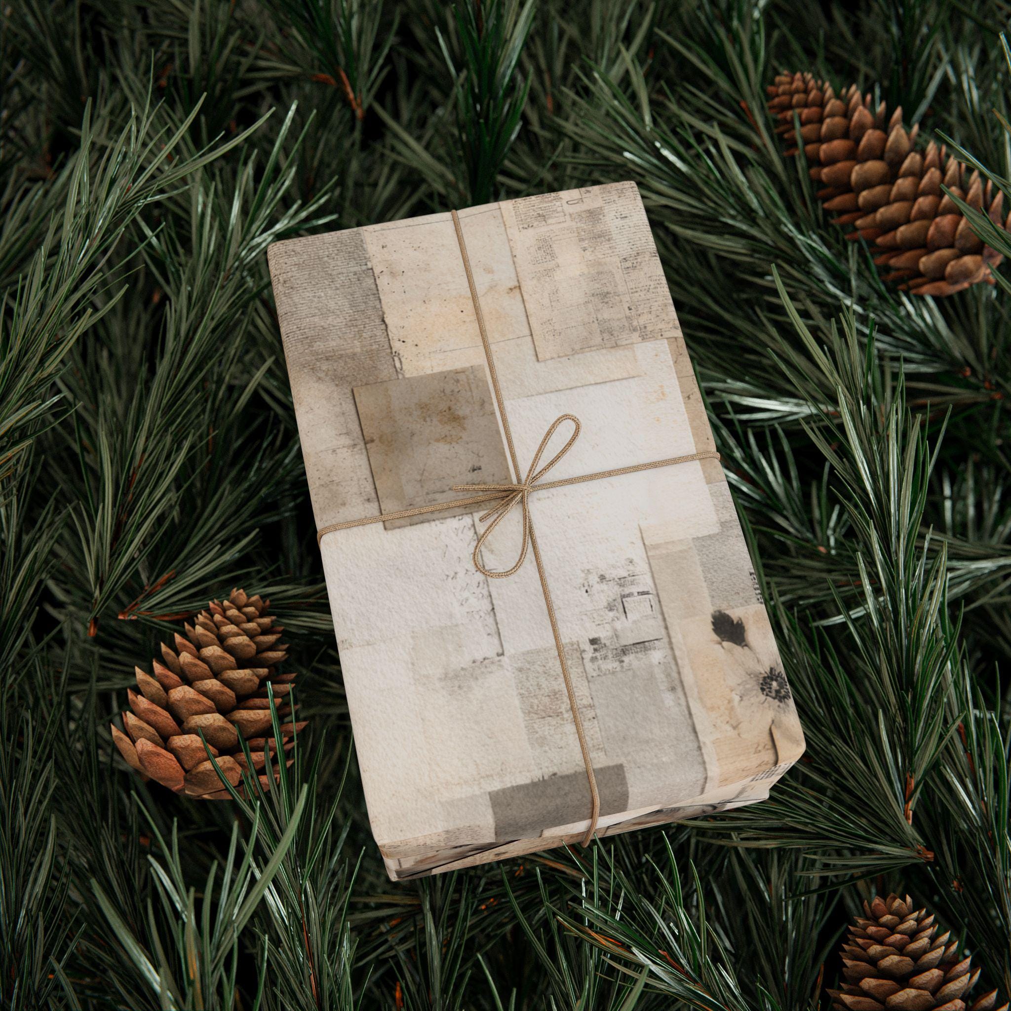 Vintage Paper Collage Wrapping Paper | Antique Neutral Gift Wrap 30×36 ...
