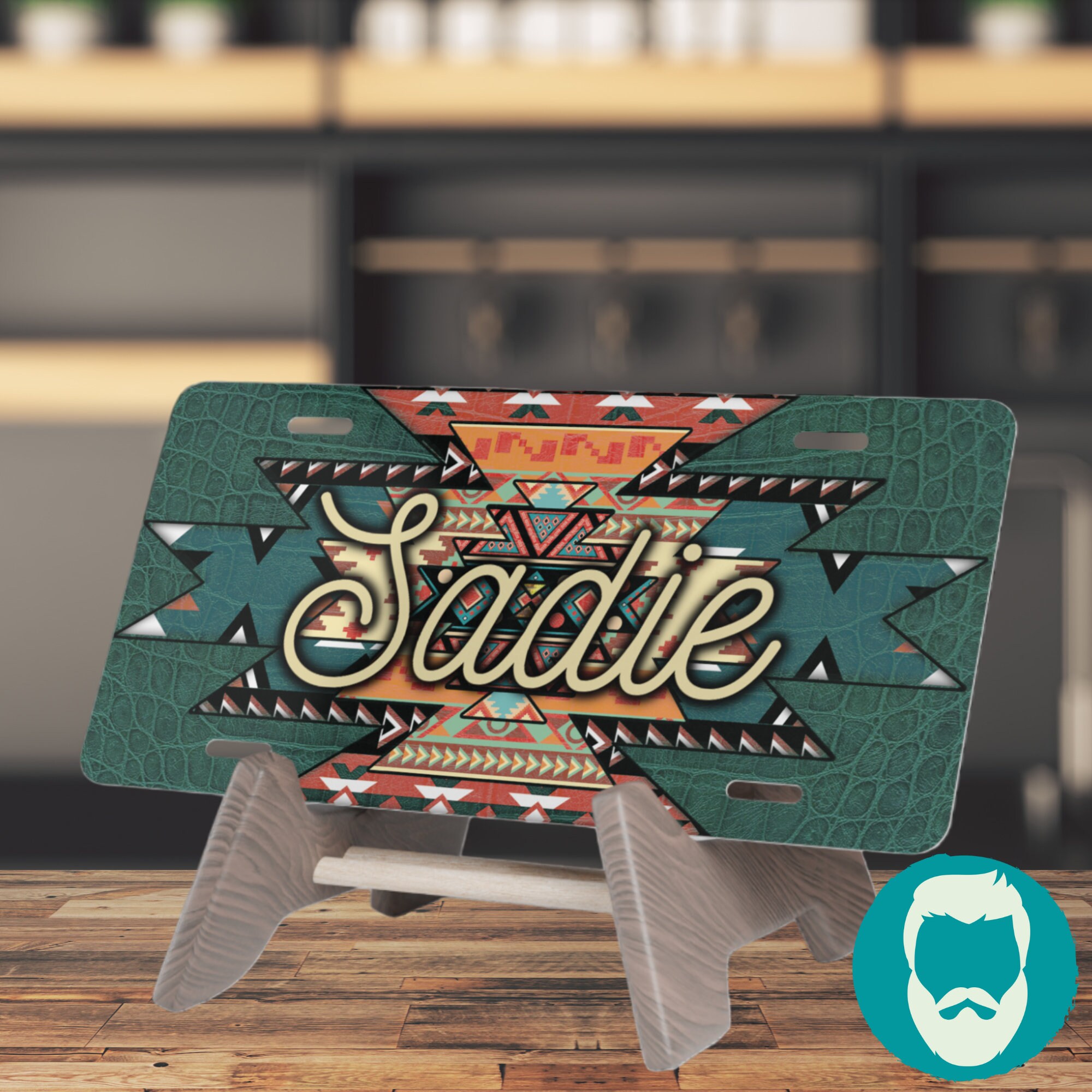 Aztec Turquoise Tooled Leather License Plate Aztec Design - Etsy