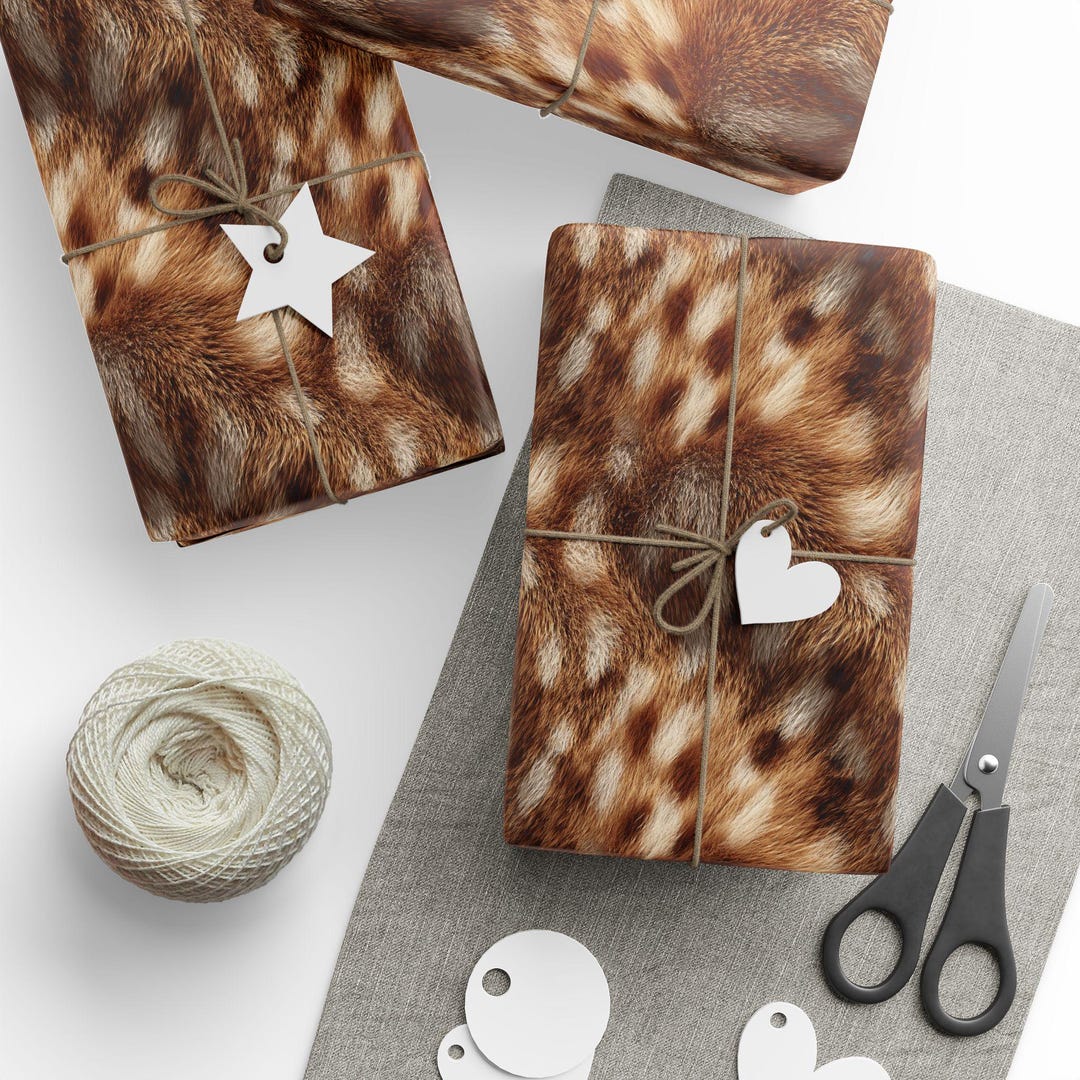Deer Fawn Fur Wrapping Paper | Rustic Woodland Gift Wrap 30×36 30×72 30 ...