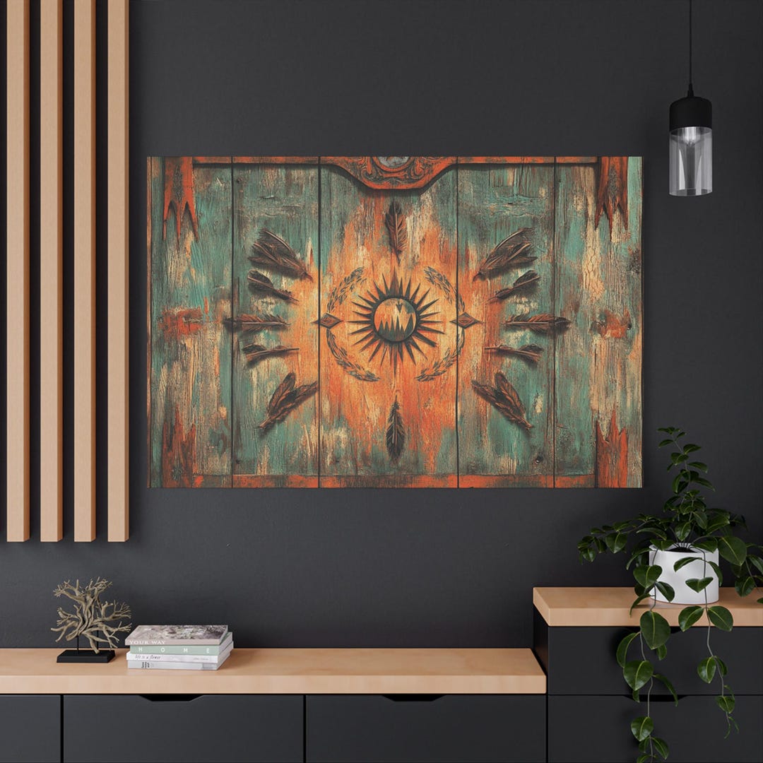 Boho Rustic Tribal Canvas Art Print: Earthy Western Decor - Etsy