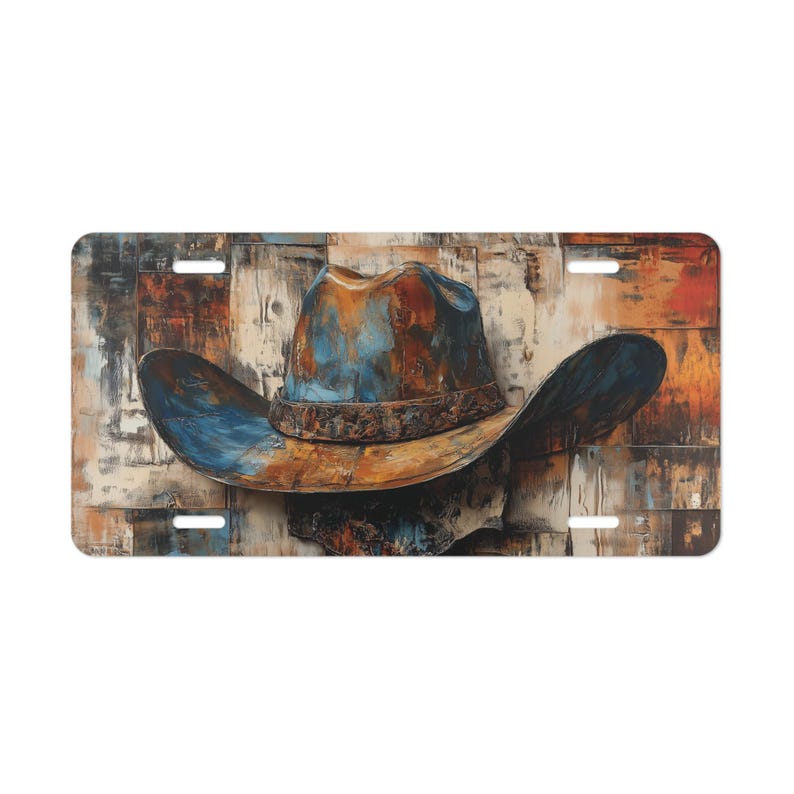 Cowboy Hat Front License Plate - Country Rustic Truck Tag - Metalwork ...