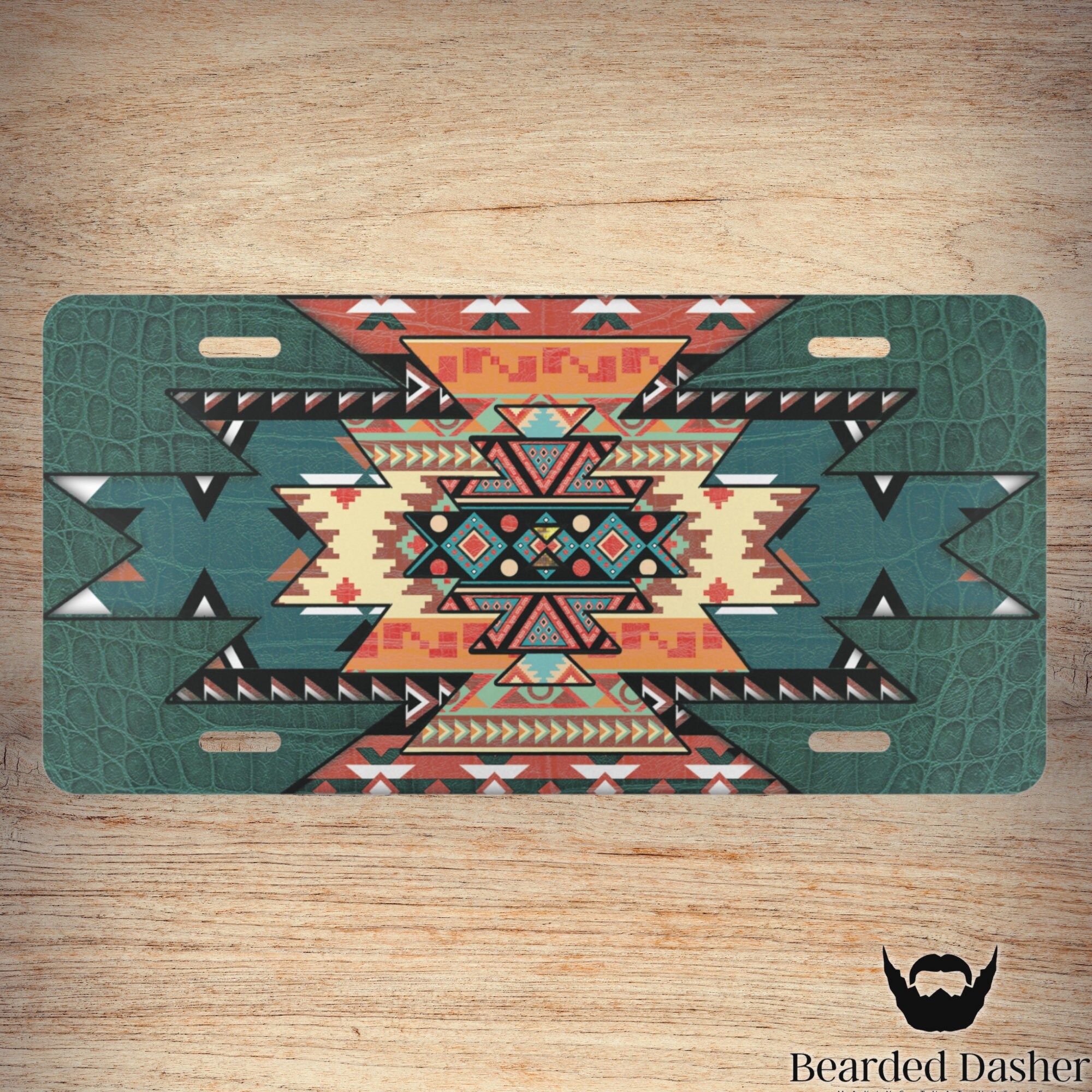Aztec Turquoise Tooled Leather License Plate Aztec Design - Etsy