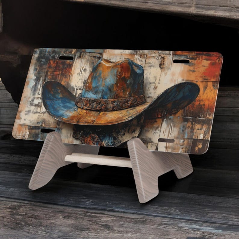 Cowboy Hat Front License Plate - Country Rustic Truck Tag - Metalwork ...