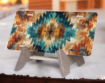 Navajo Aztec License Plate, Navajo Golden Storm Pattern Vanity Car ...