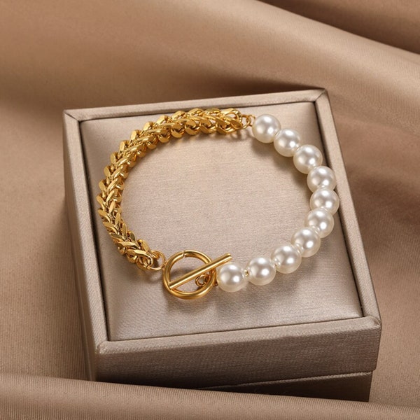 Pearl Chain Bracelet - Etsy
