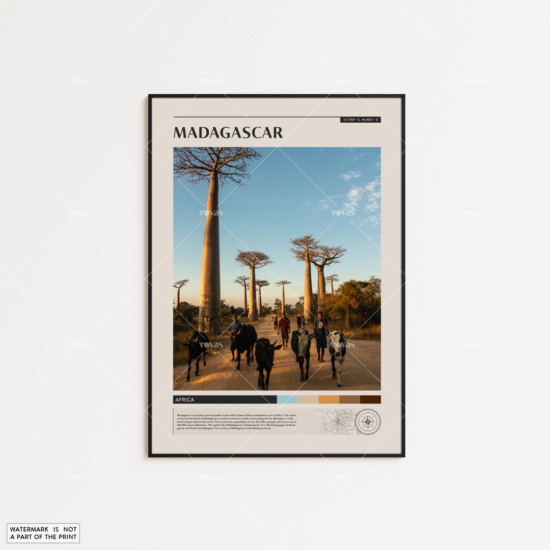 Madagascar Poster Madagascar Print Travel Poster Mid - Etsy