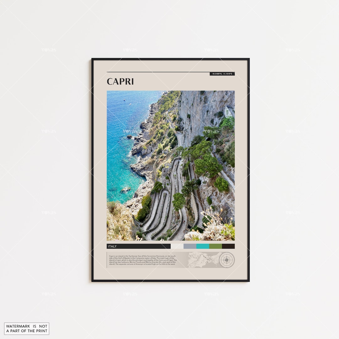 Capri Poster Capri Print Italy Poster Travel Poster Mid - Etsy