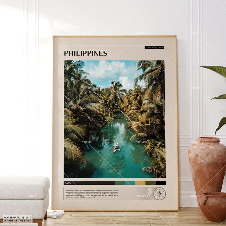 Philippines Poster Asia Print Philippines Travel Poster Mid - Etsy