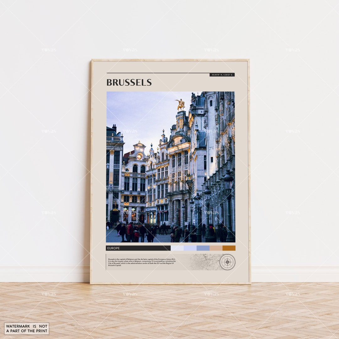 Brussels Poster Belgium Print Travel Poster Mid Century - Etsy