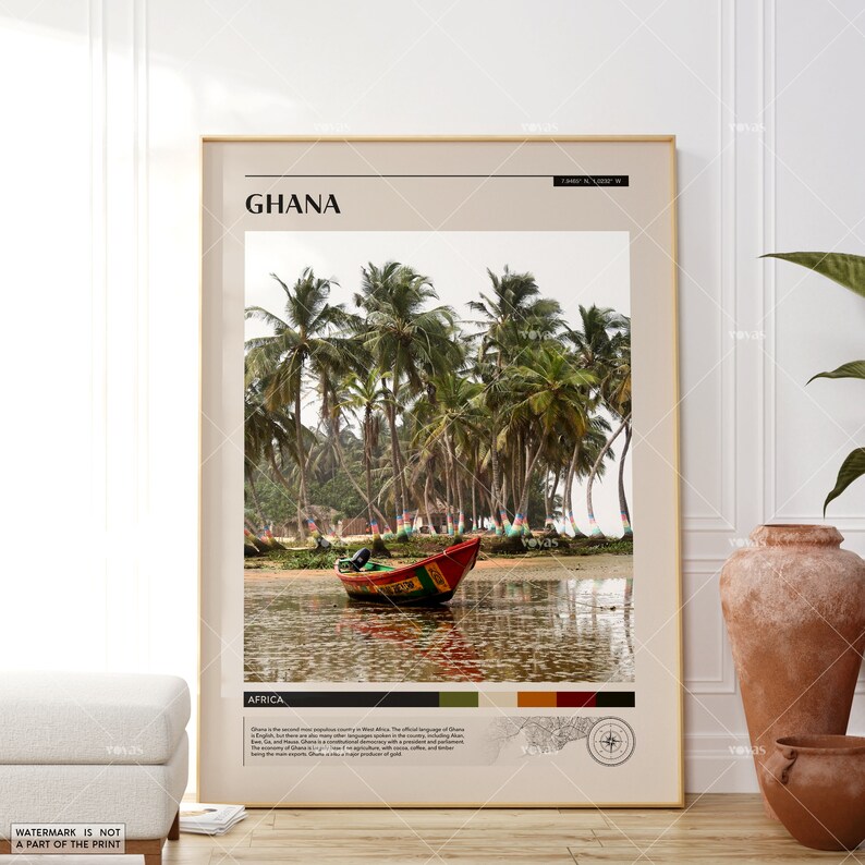 Ghana Poster Ghana Print Ghana Travel Poster Mid Century - Etsy