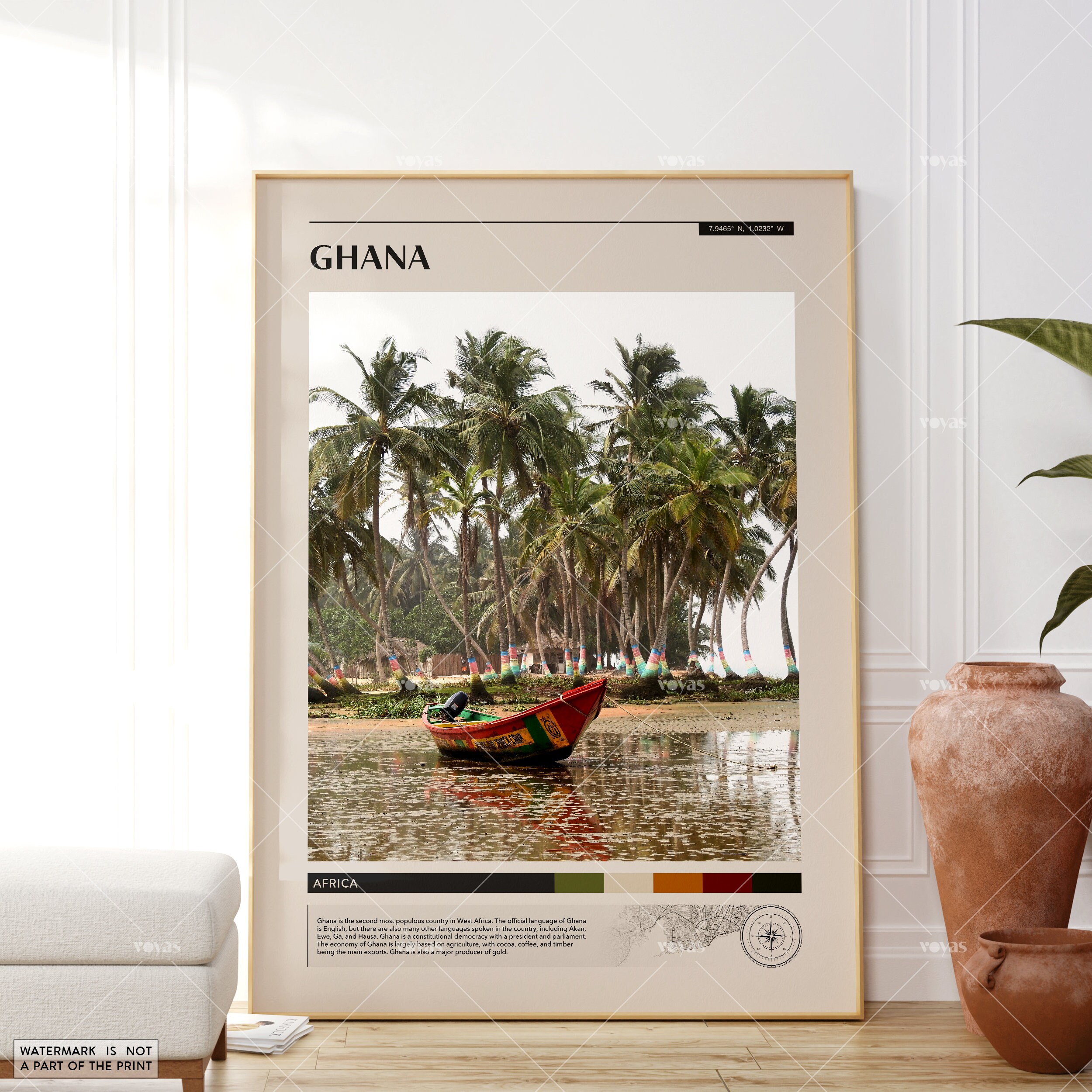 Ghana Poster Ghana Print Ghana Travel Poster Mid Century - Etsy