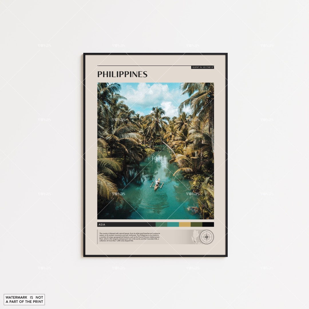 Philippines Poster Asia Print Philippines Travel Poster Mid - Etsy