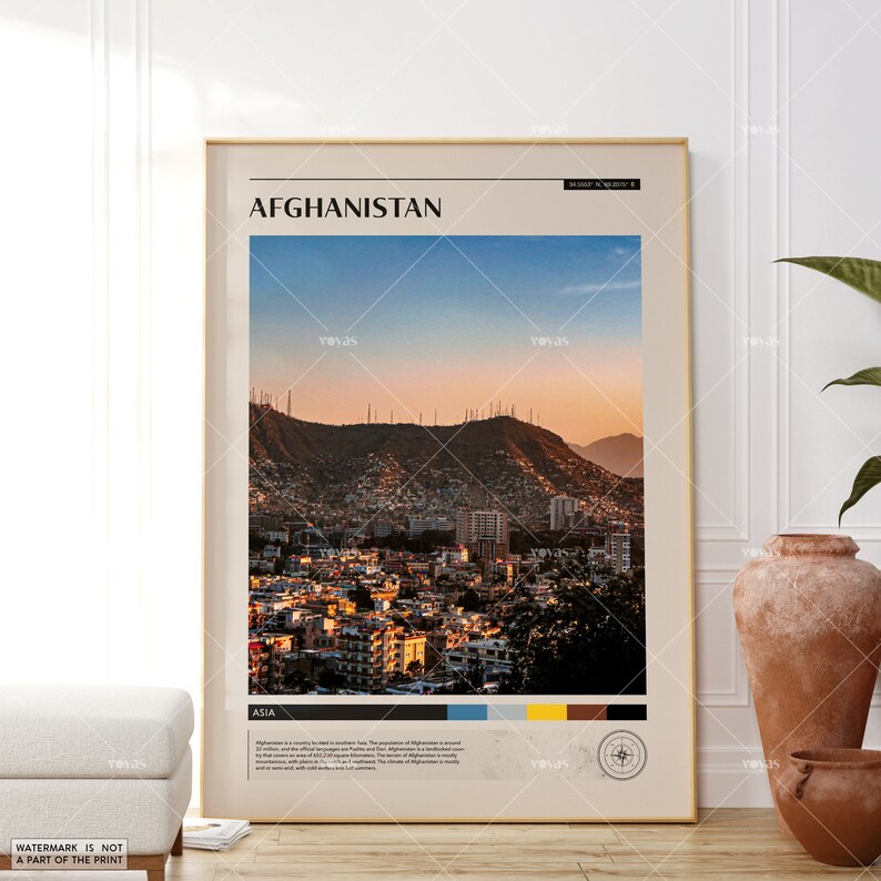 Afghanistan Poster Afghanistan Print Travel Poster Mid - Etsy