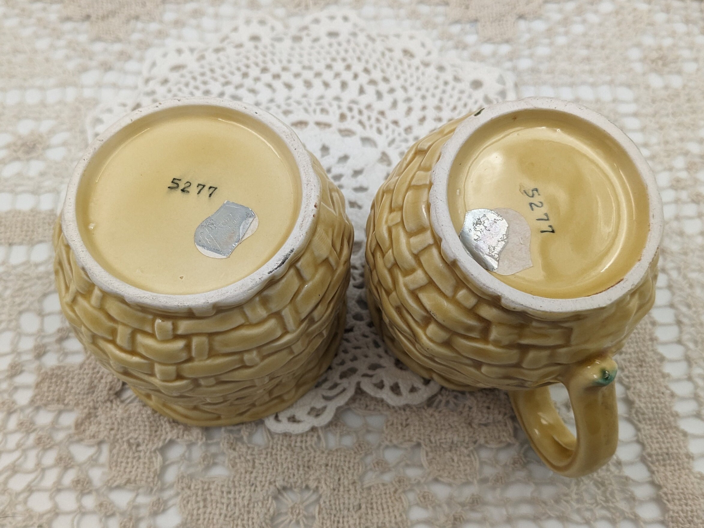 Vintage Lefton Japan Fiesta Basket Weave With Fruit Ceramic Cream and ...